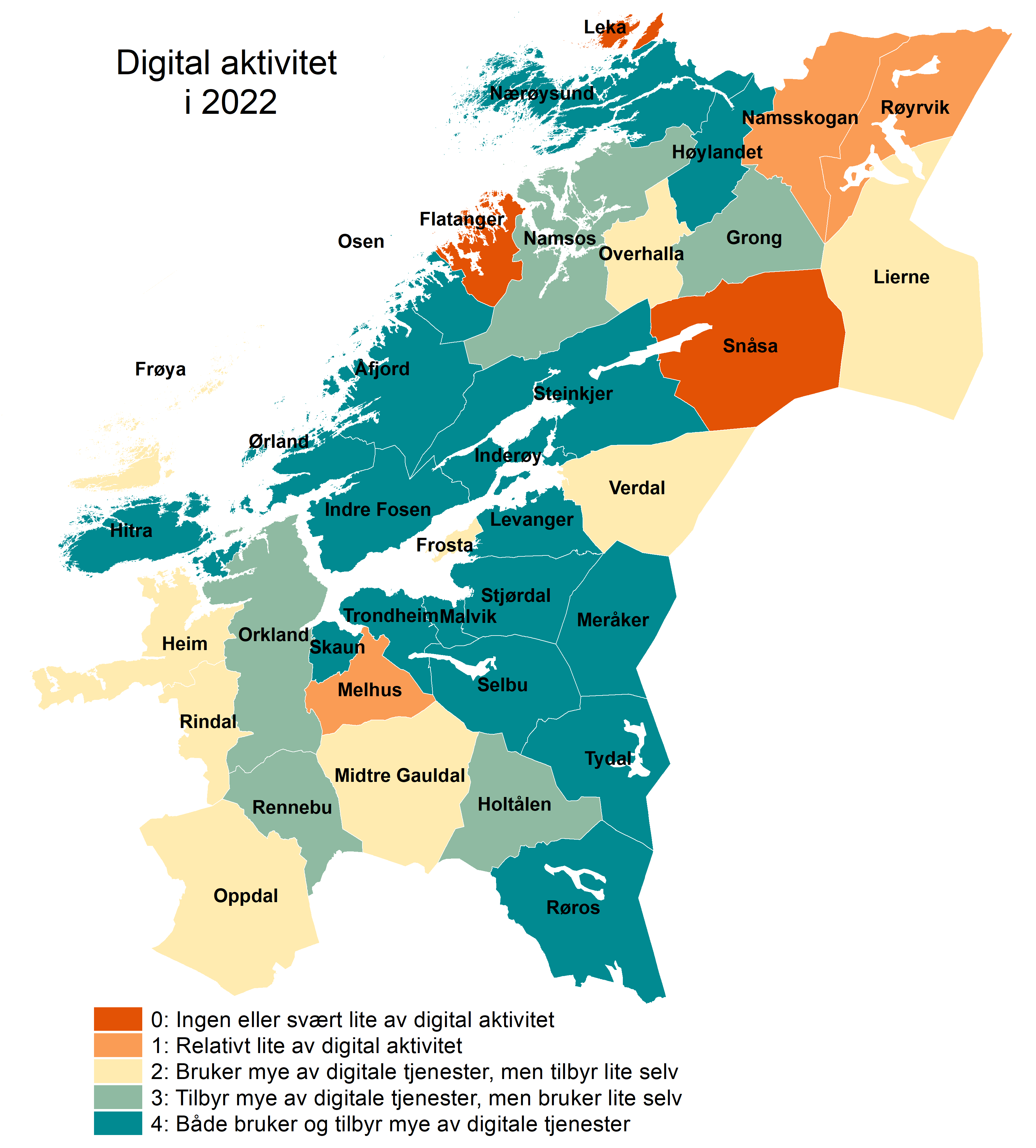 Digitalisering i Trønderske kommuner i 2022 | Trøndelag i tall